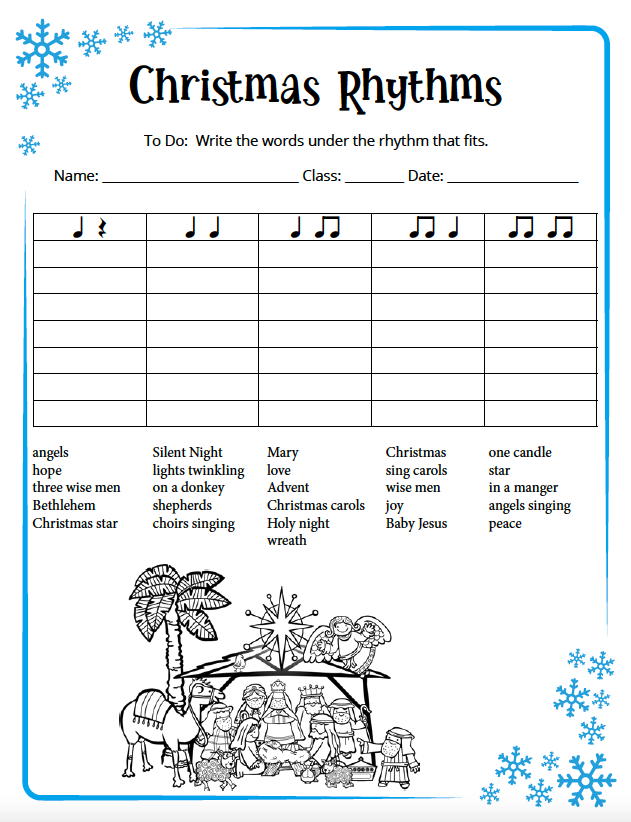 Holiday Rhythm Centers, Games, and Worksheets