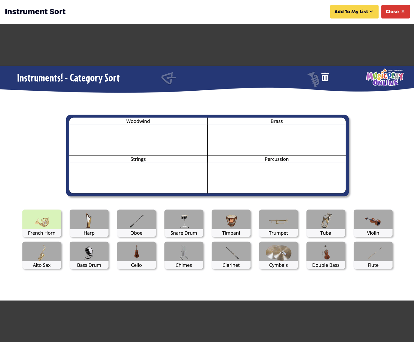 Instruments of the Orchestra on MusicplayOnline