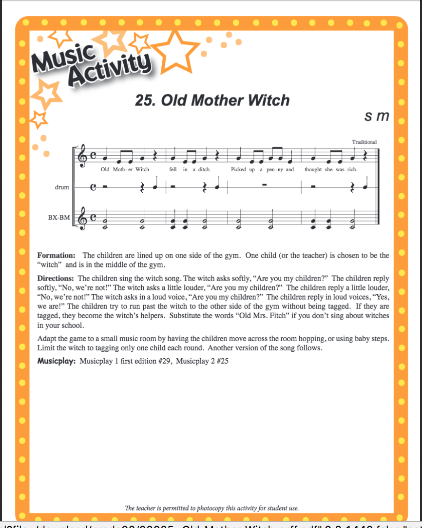 Halloween Music Lesson - Old Mother Witch | Denise Gagné
