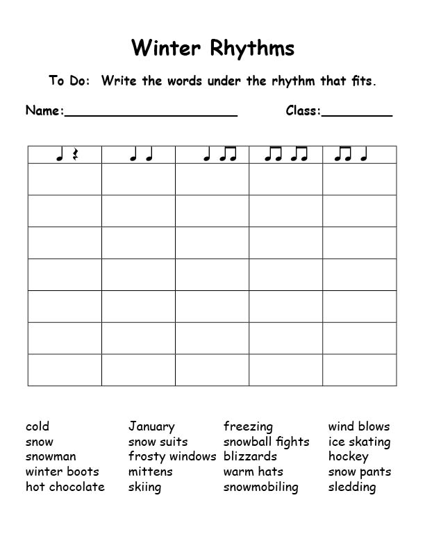 Winter Rhythms Lesson Plan | Denise Gagné